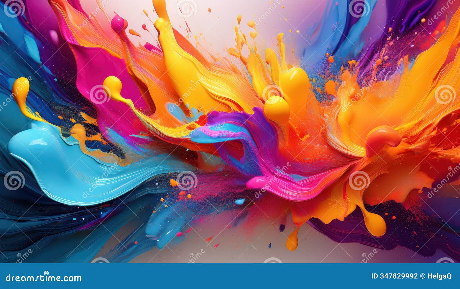Vibrant Multicolor Paint Splash on White Background, Rainbow Concept ...