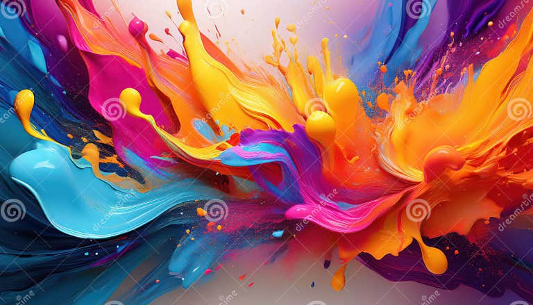 Vibrant Multicolor Paint Splash on White Background, Rainbow Concept ...