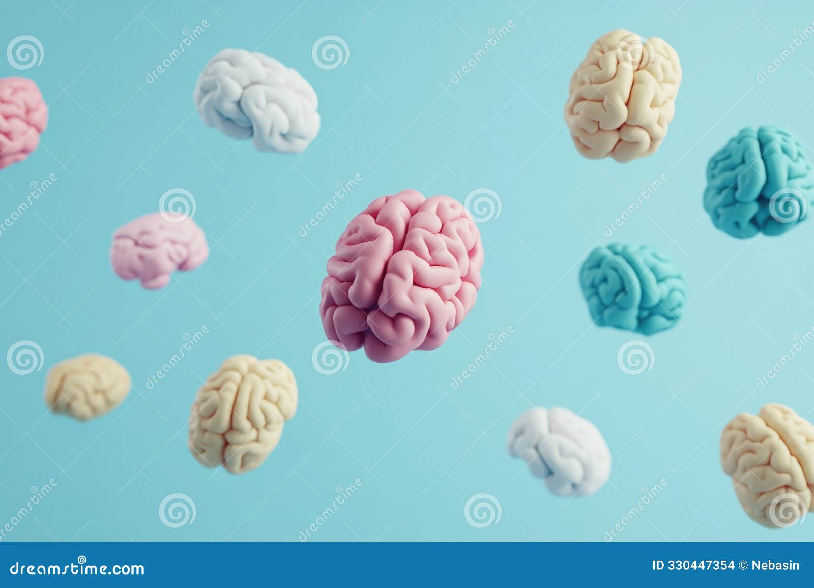 Vibrant Multicolored Brain Models Floating in the Air: Concept for ...
