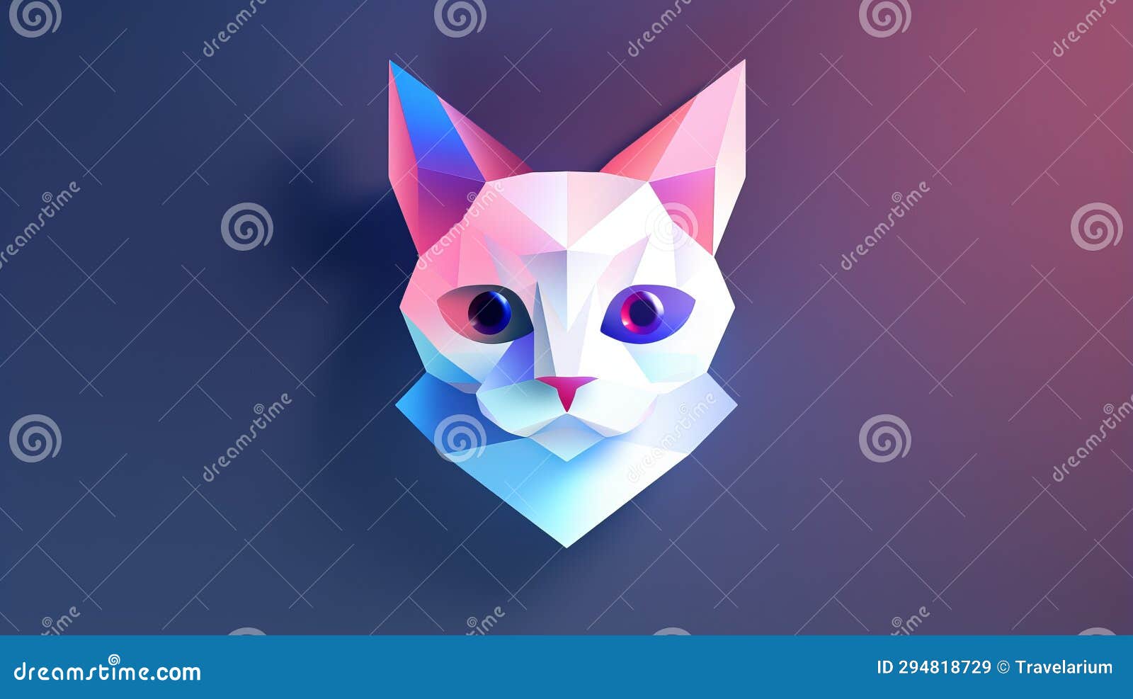 Vibrant Multicolored Polygonal Cat Face on Gradient Background ...