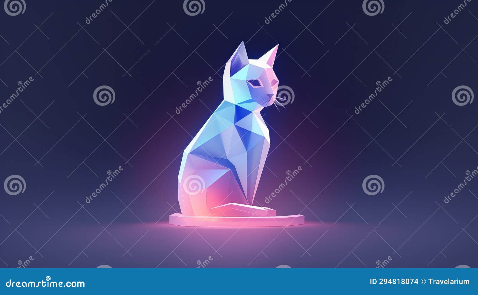 Vibrant Multicolored Polygonal Cat on Gradient Background, Captivating ...