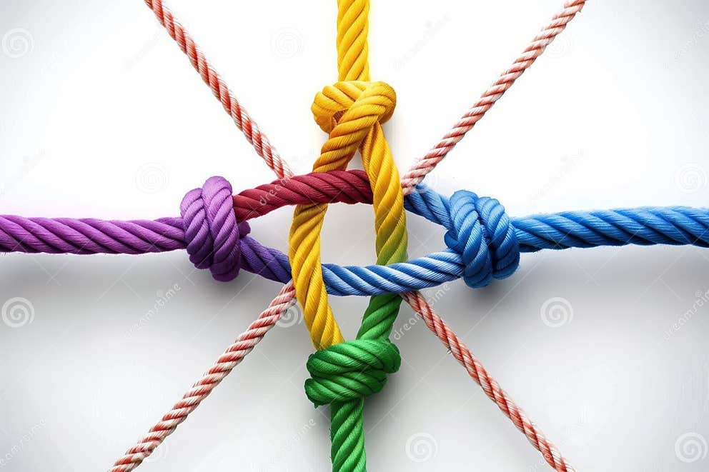 Vibrant Multicolored Ropes Braided on White Surface Symbolizing Unity ...