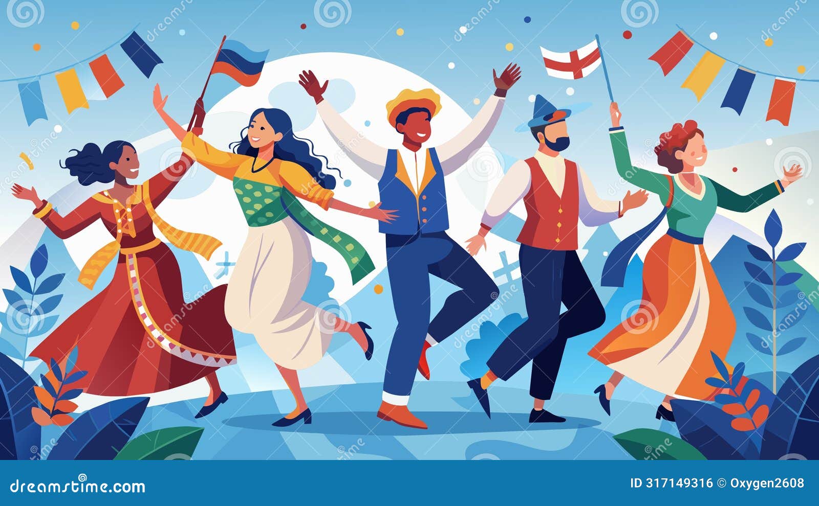 Vibrant Multicultural Dance Celebration Illustration Stock Photo ...