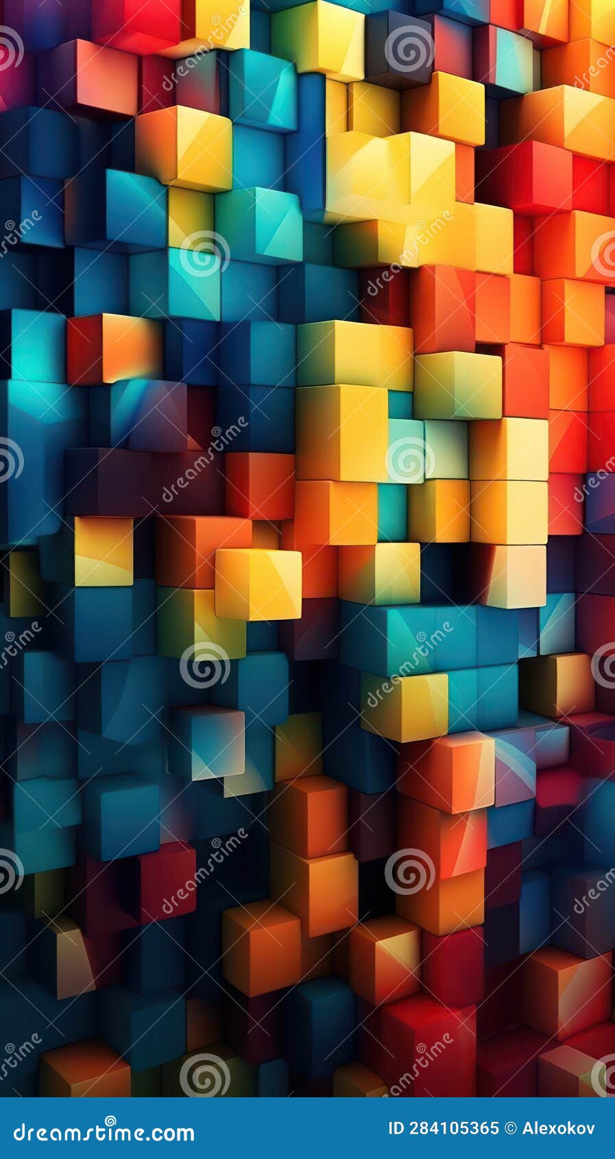 Vibrant Multidimensional Abstract Shapes Arrangement. Stock ...