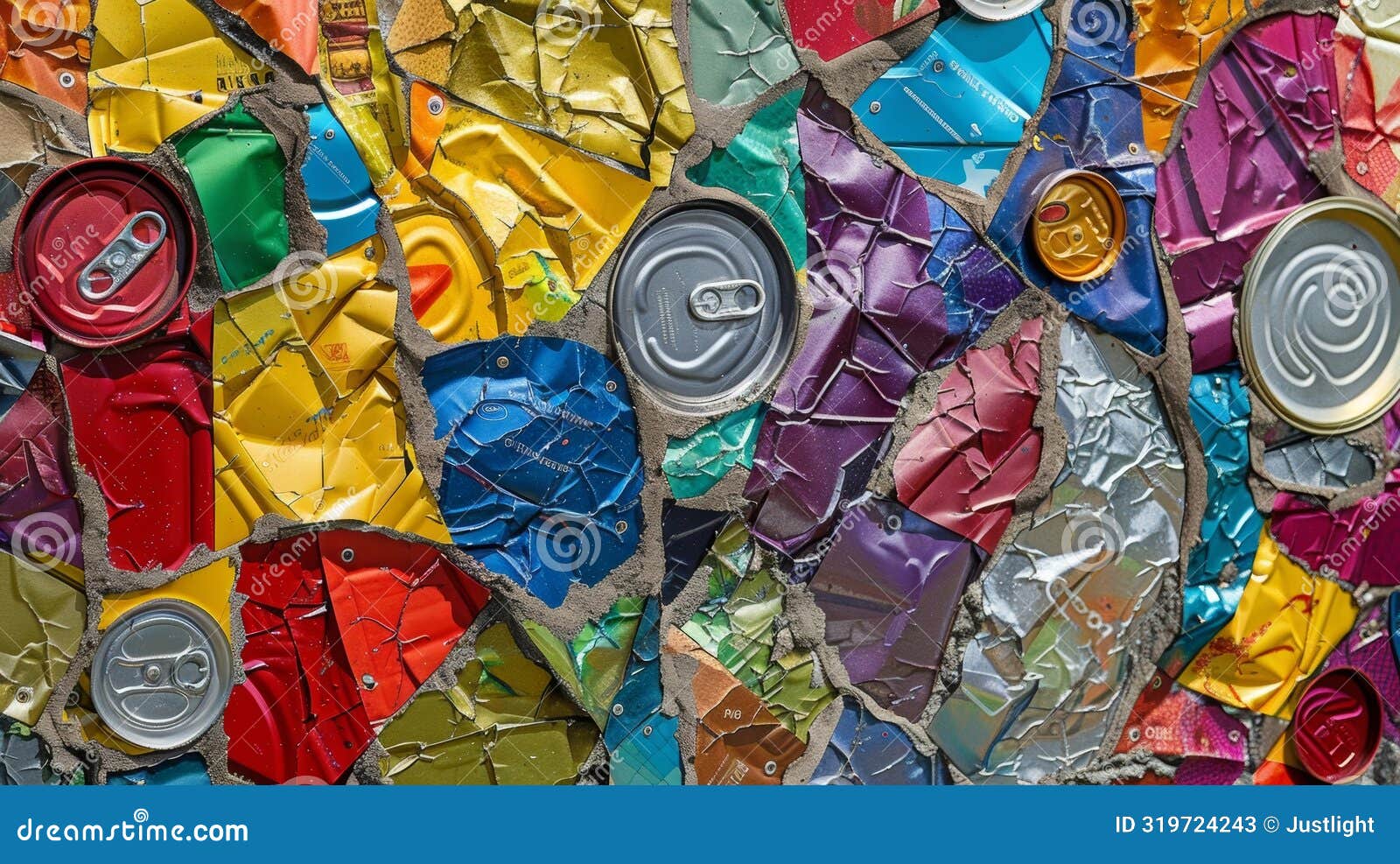 A Vibrant Mural Made from Flattened Aluminum Cans and Bits of Colored ...