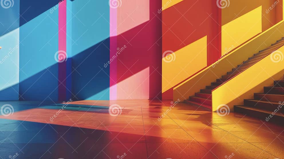 A Vibrant Mural of Vibrant Primary Colors Blending Together To Create a ...