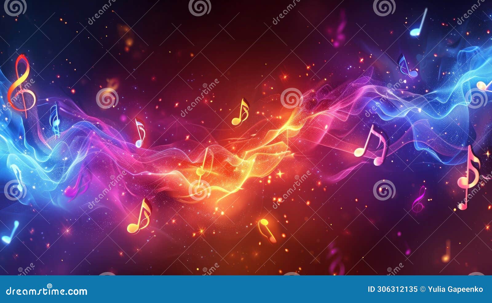 Vibrant Musical Notes Dancing in an Electrifying Display of Sound and ...