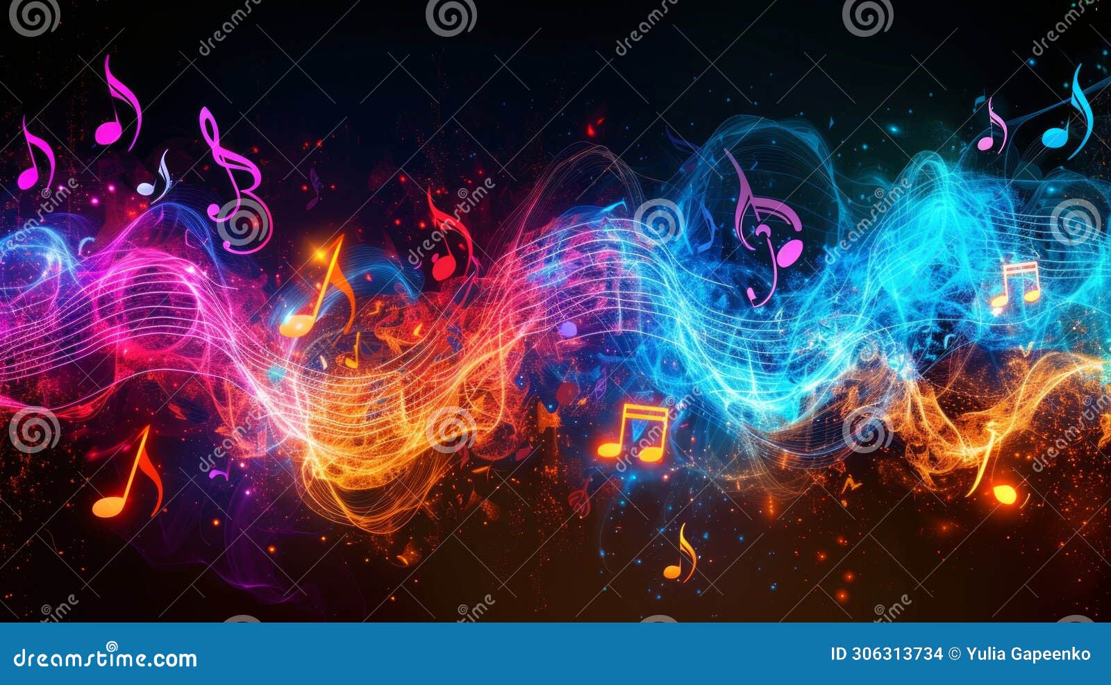 Vibrant Musical Notes Dancing in an Electrifying Display of Sound and ...
