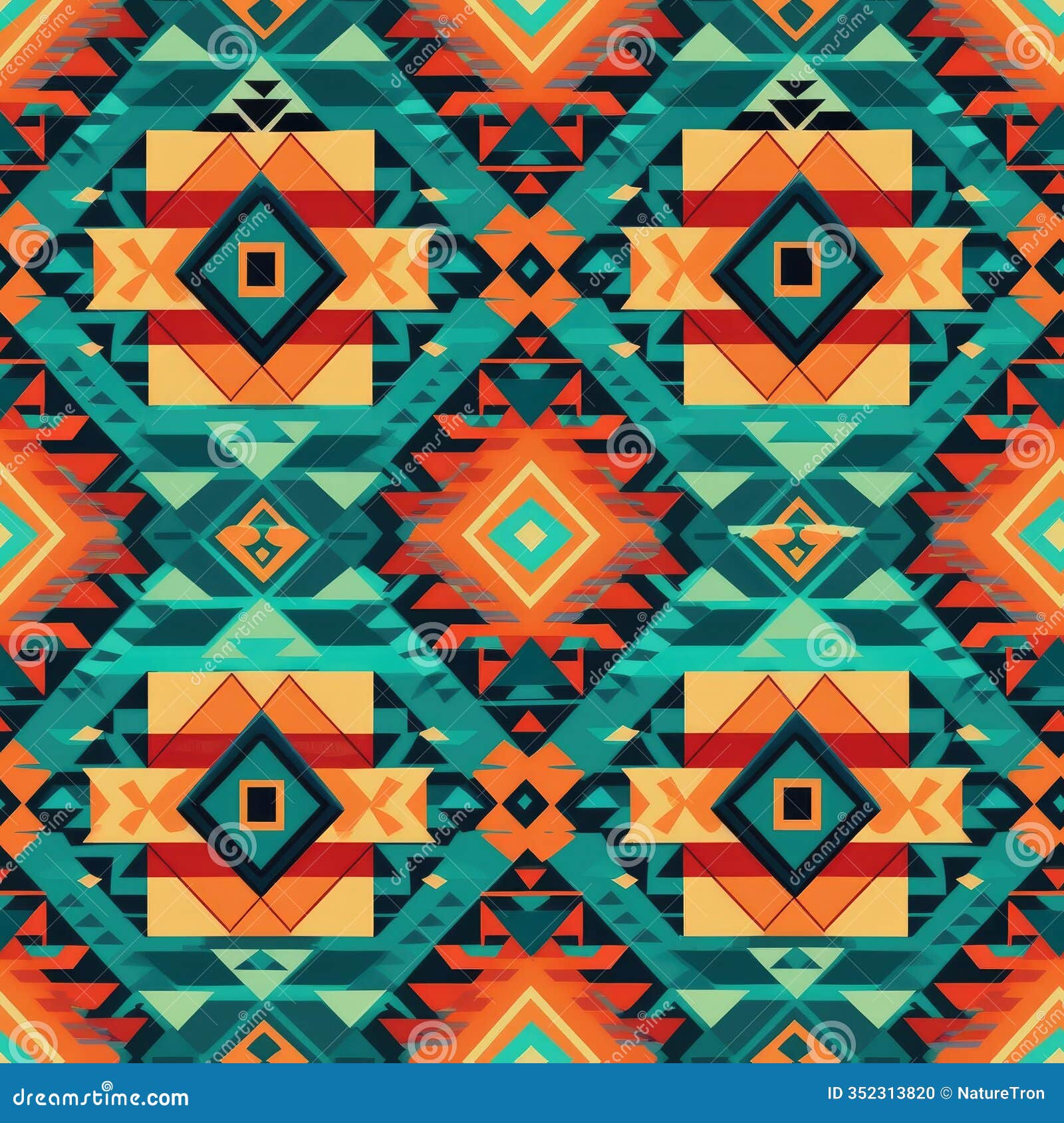 Vibrant Native American Inspired Geometric Pattern Stock Illustration - Illustration of graphics ...