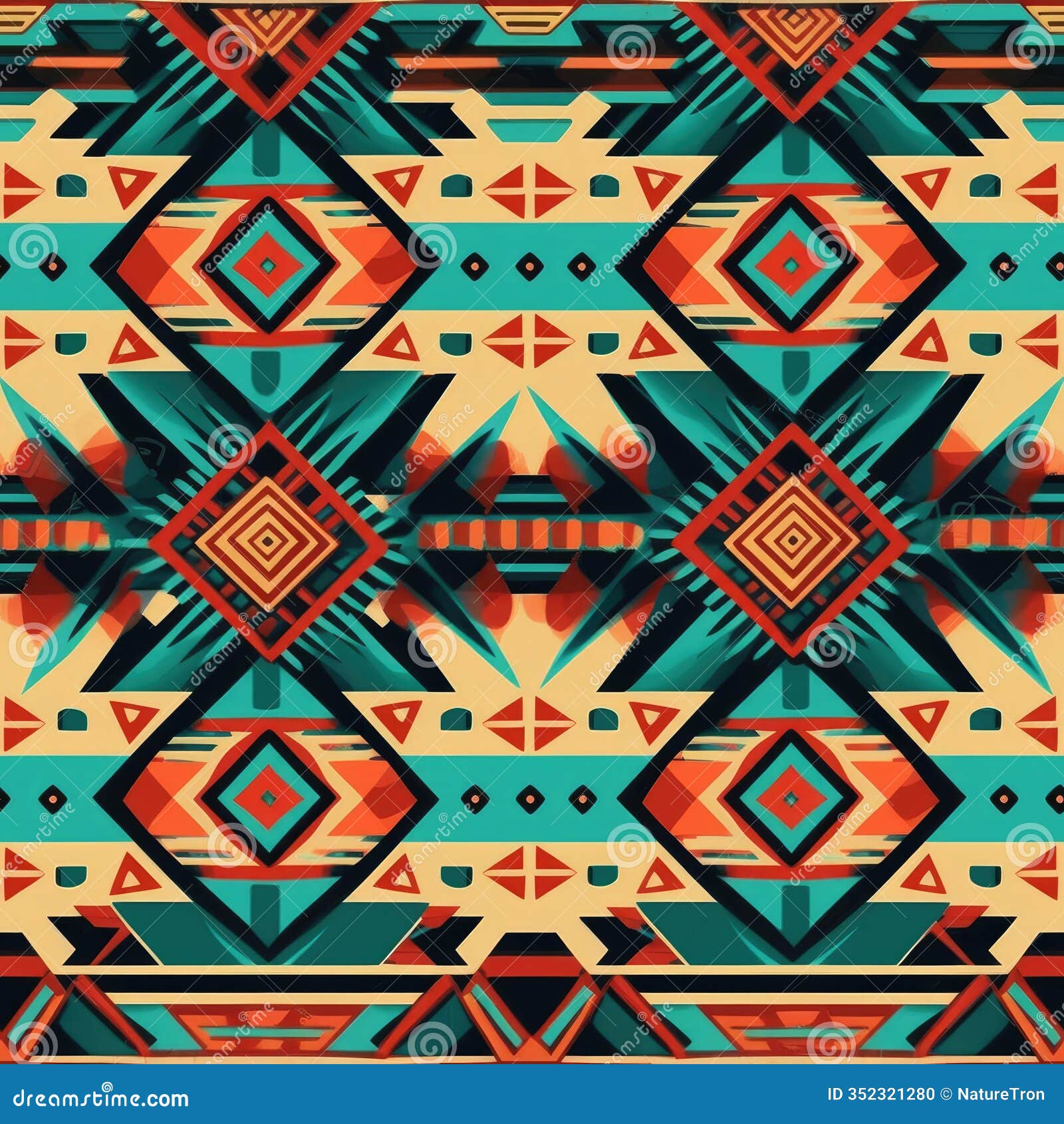 Vibrant Native American Inspired Geometric Pattern Stock Illustration - Illustration of colorful ...