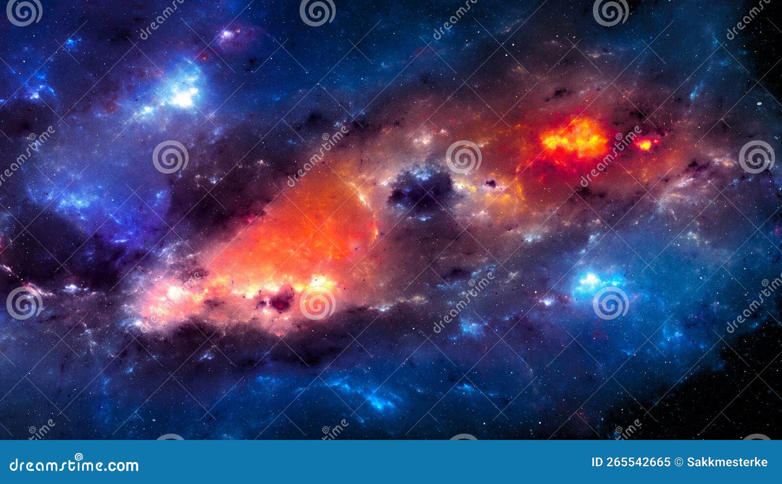 Vibrant Nebula in Deep Space Widescreen Background Stock Illustration ...