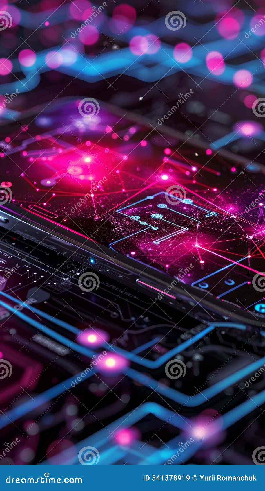 Vibrant Neon Api Interface Design Featuring Connection Schemes and ...