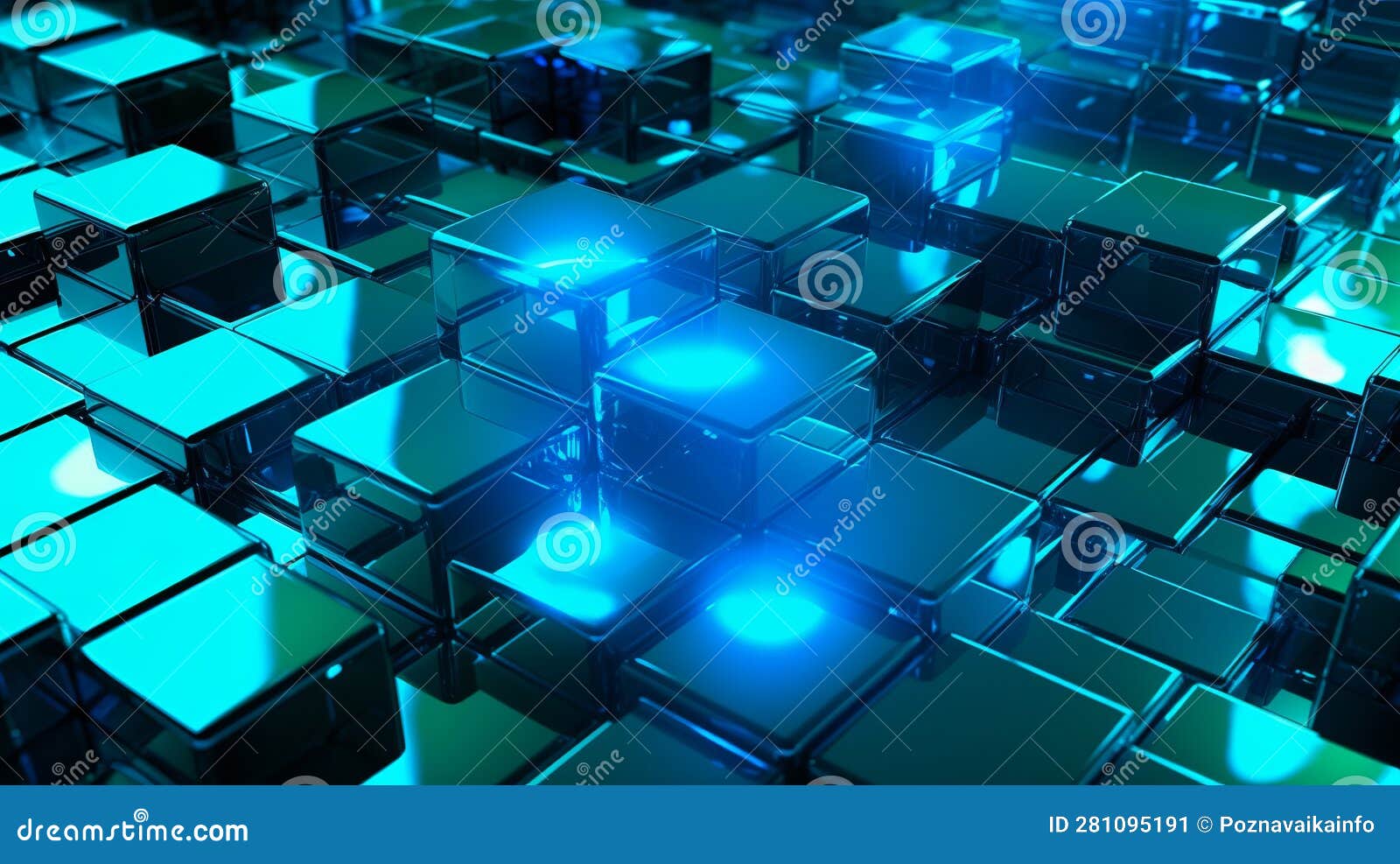 Vibrant Neon Blue and Turquoise Blocks: Abstract Background ...