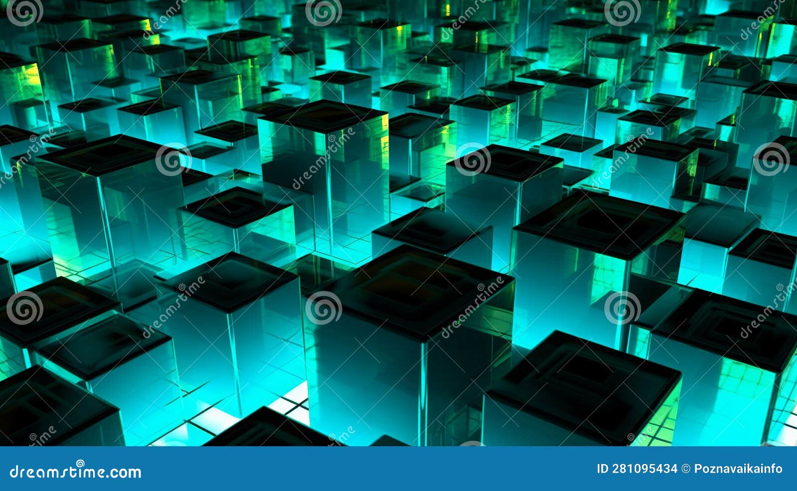 Vibrant Neon Blue and Turquoise Blocks: Abstract Background ...