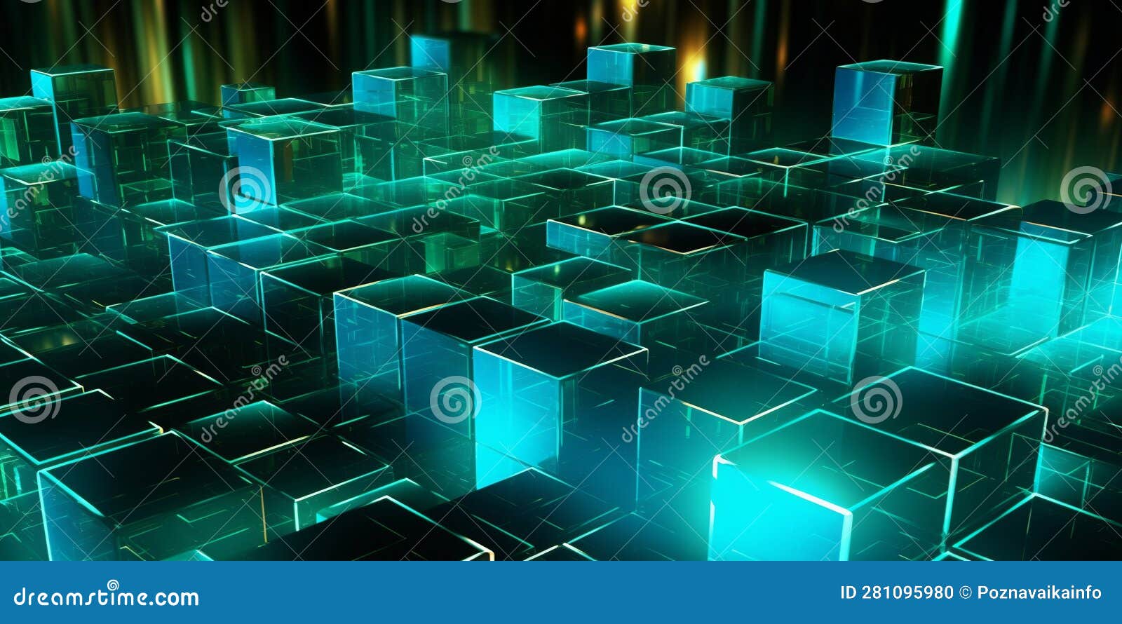 Vibrant Neon Blue and Turquoise Blocks: Abstract Background ...