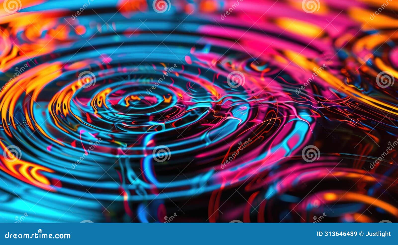 Vibrant Neon Circles Overlapping and Interlocking Creating a Ripple ...