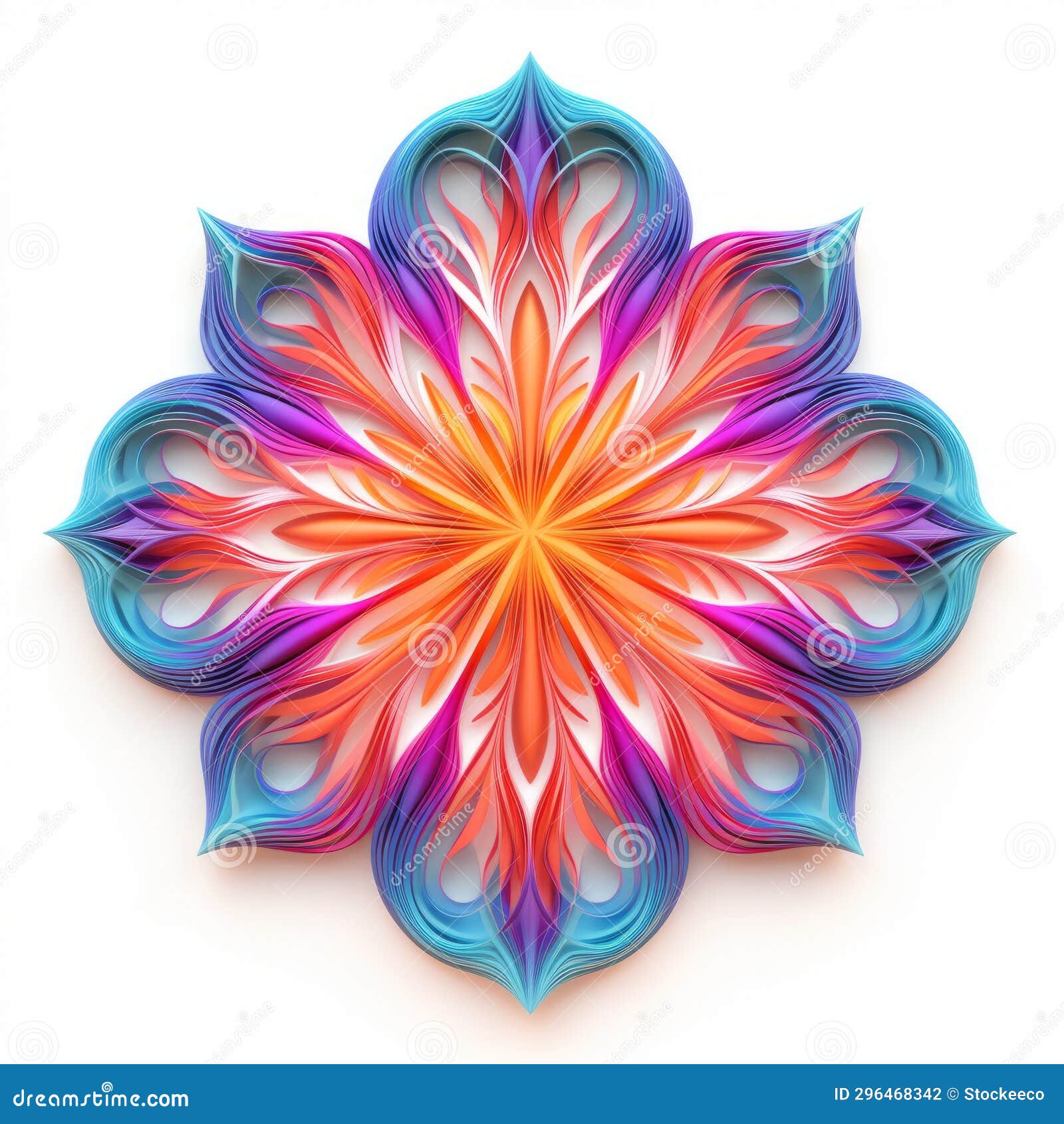 Vibrant Neon Colors Pulsating Symmetrical Pattern on White Background ...