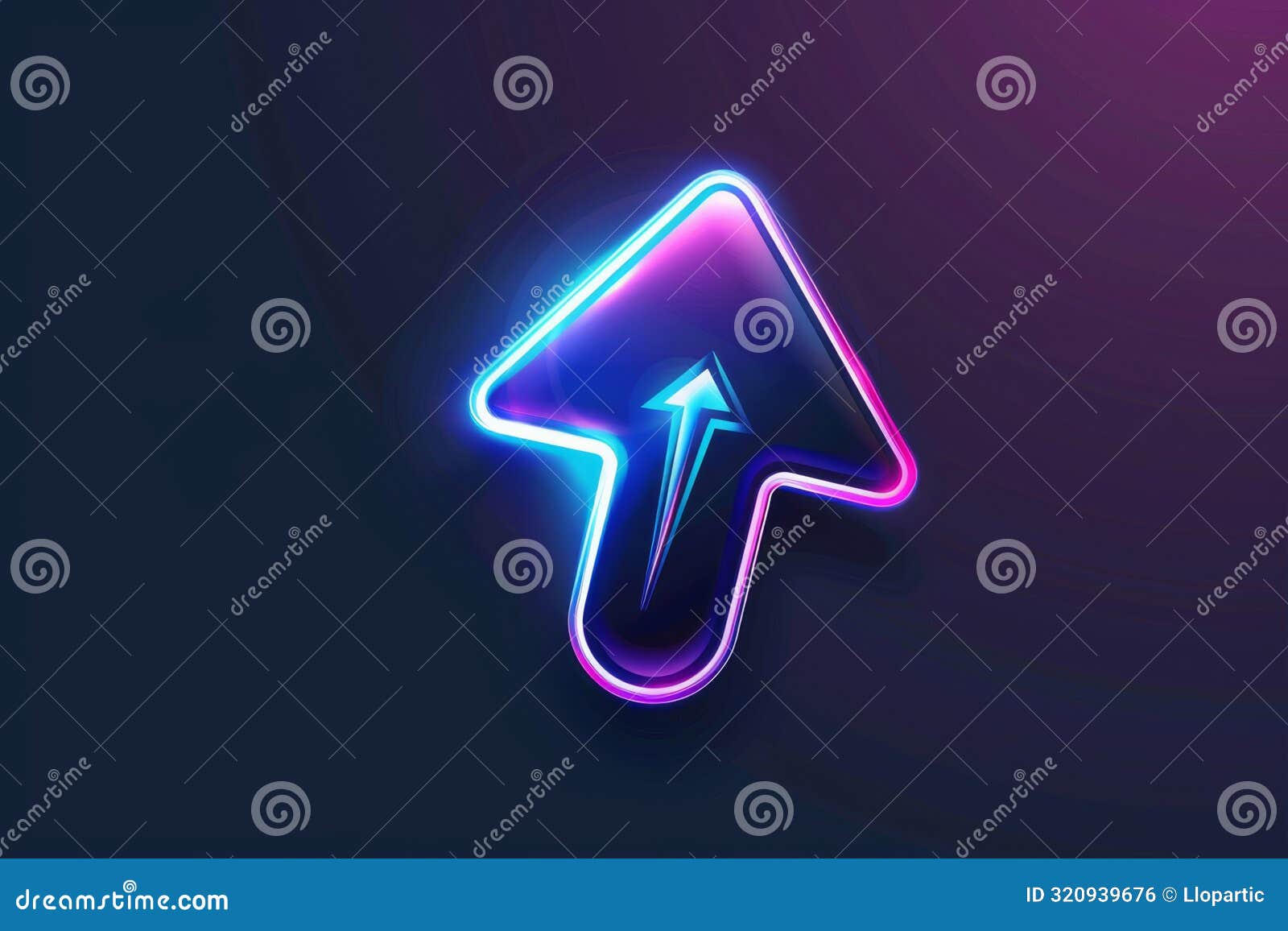 Vibrant Neon Cursor Icon Glowing with Dynamic Light Effects on a Dark ...