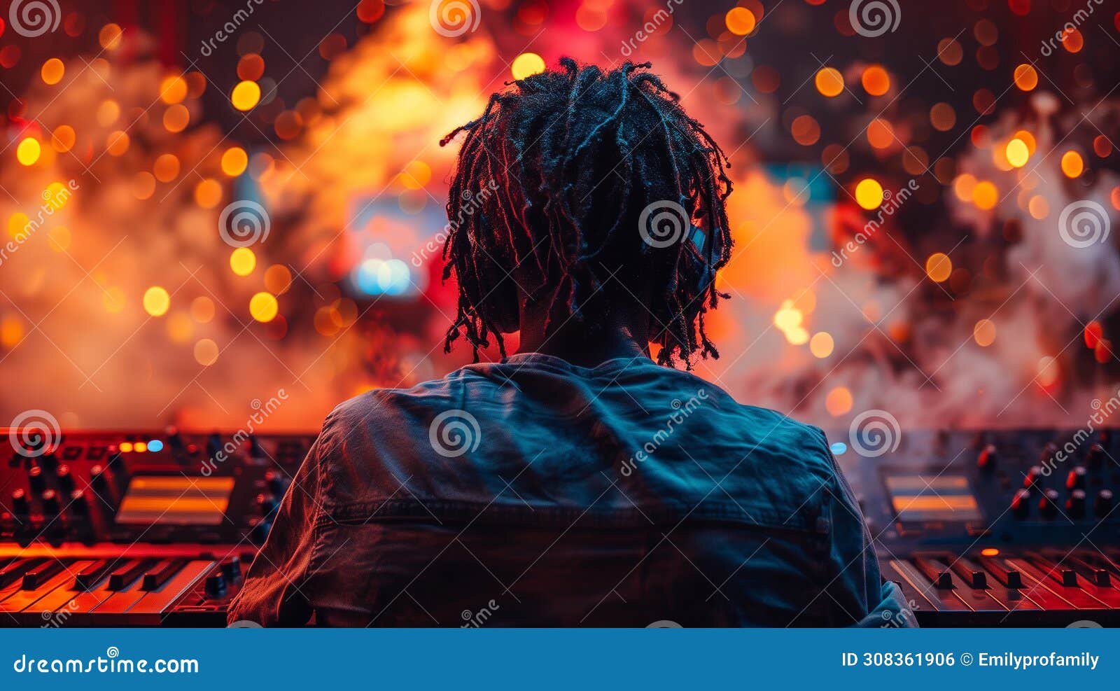 Vibrant Neon DJ Setup, Pulsating Music, Electrifying Speakers. Stock ...