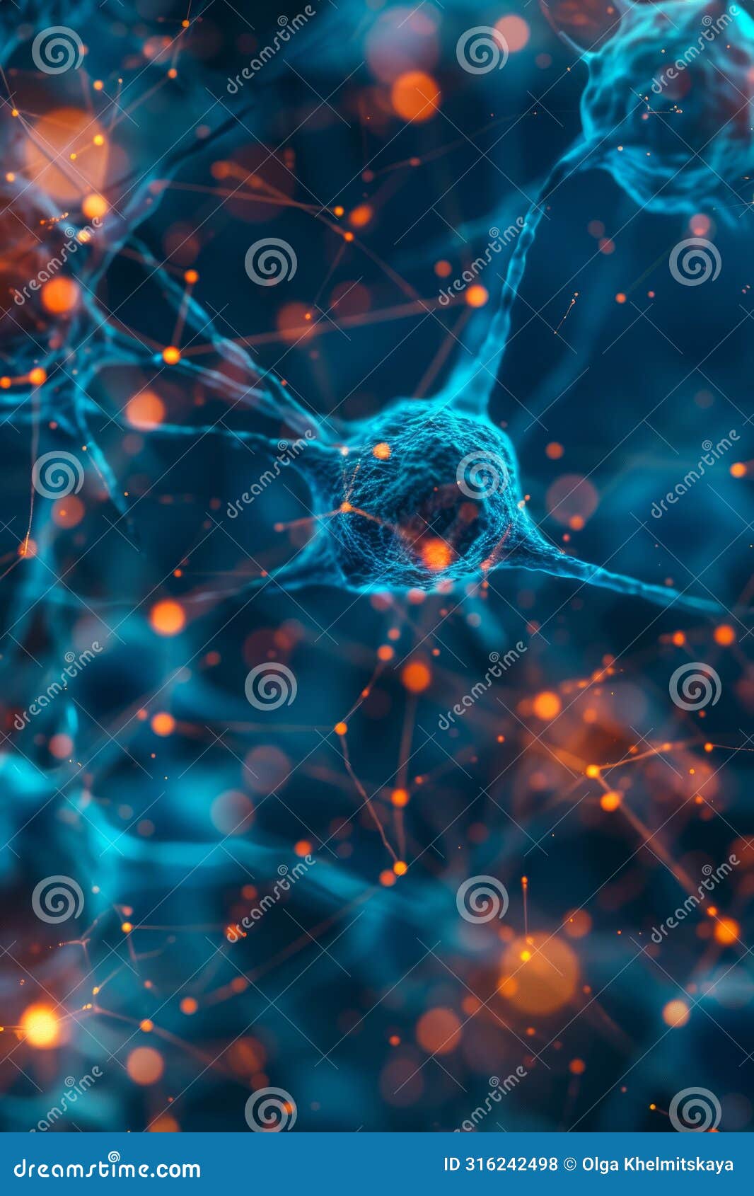 Vibrant Neon Neural Connections in the Brain - Vertical Illustration ...