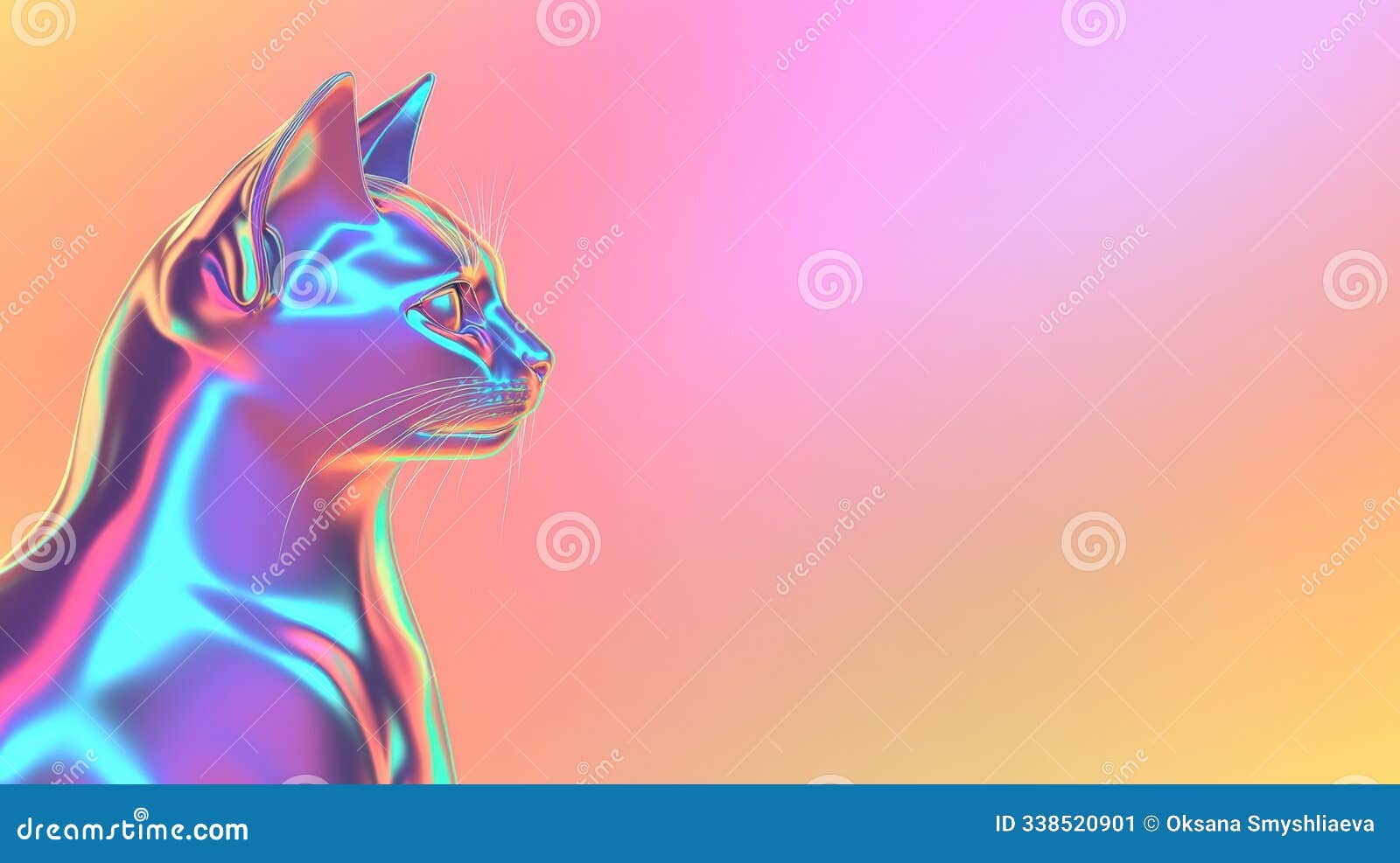 Vibrant Neon Outline of Cat on Gradient Background Stock Image - Image ...