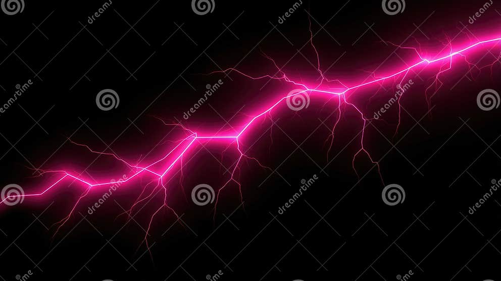 Vibrant Neon Pink Lightning Strike on Dark Backdrop Stock Image - Image ...