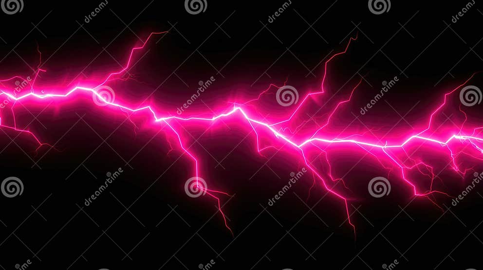 Vibrant Neon Pink Lightning Strike on Dark Backdrop Stock Image - Image ...