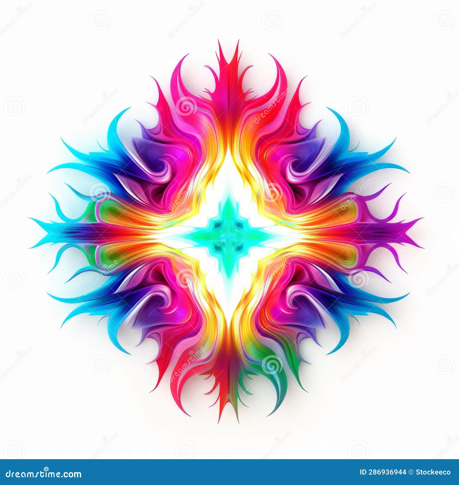 Vibrant Neon Spiral Fire with Feathers - Abstract Flame Artwork Stock ...