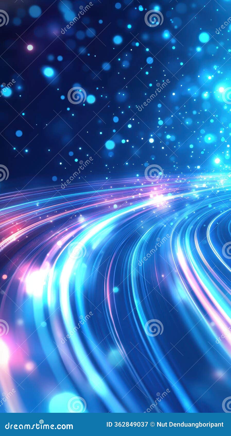 Vibrant Neon Streams of Light Flow through Dark Background, Creating ...