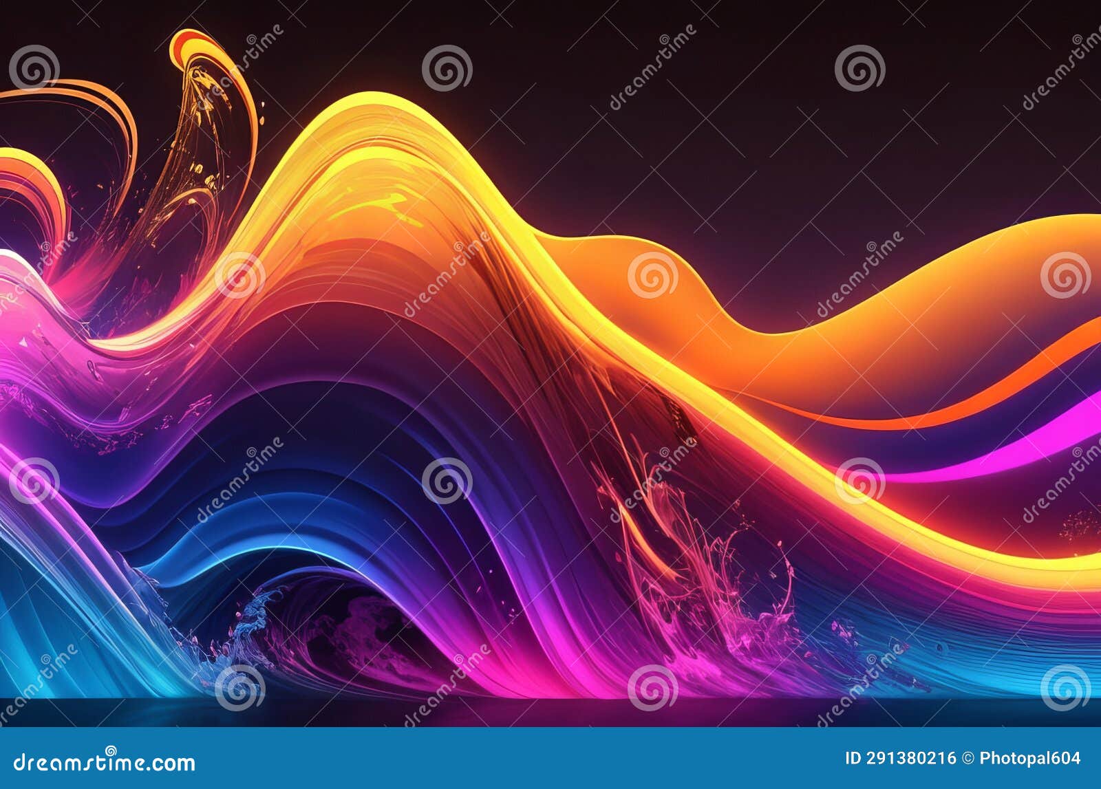 Vibrant Neon Waves: Mesmerizing Multicolored Wallpaper Artwork. Stock ...