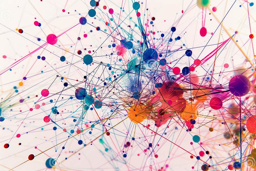 A Vibrant Network of Interconnected Dots on a White Background ...