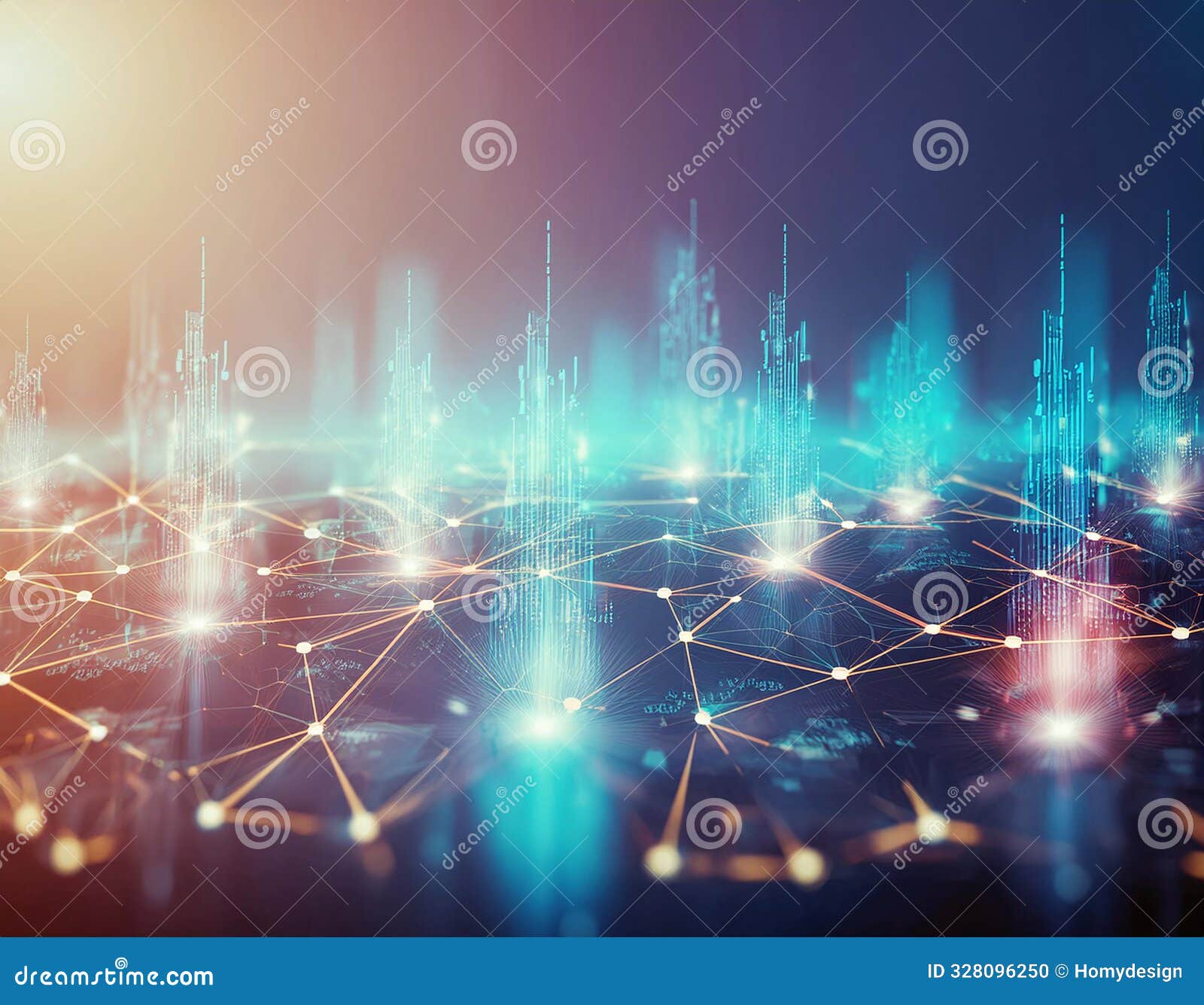 A Vibrant Network Of Nodes And Connections Symbolizes Advanced ...