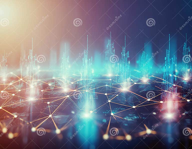 A Vibrant Network of Nodes and Connections Symbolizes Advanced ...