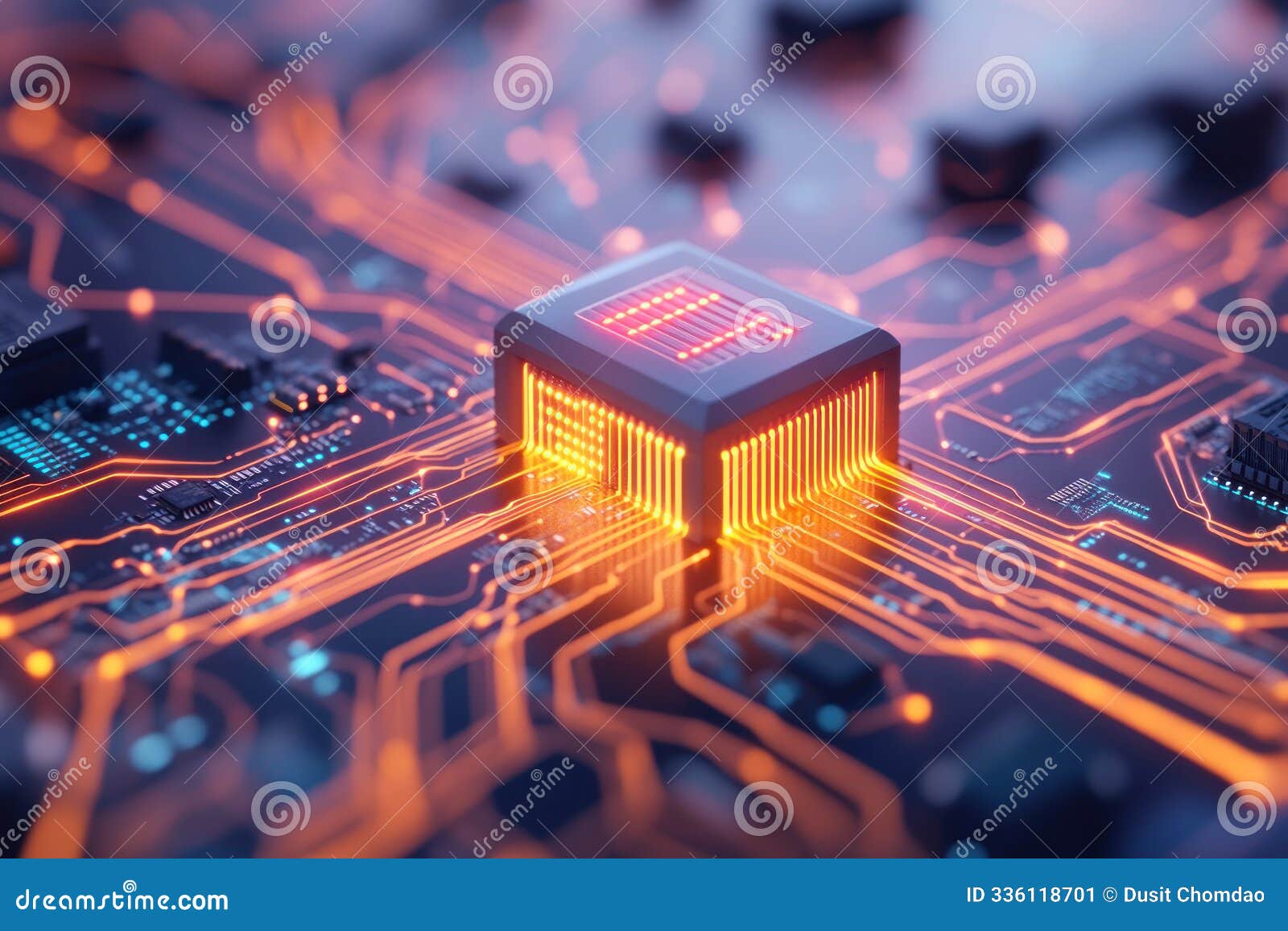 A Vibrant Network Switch with Glowing Circuits Showcases Advanced ...