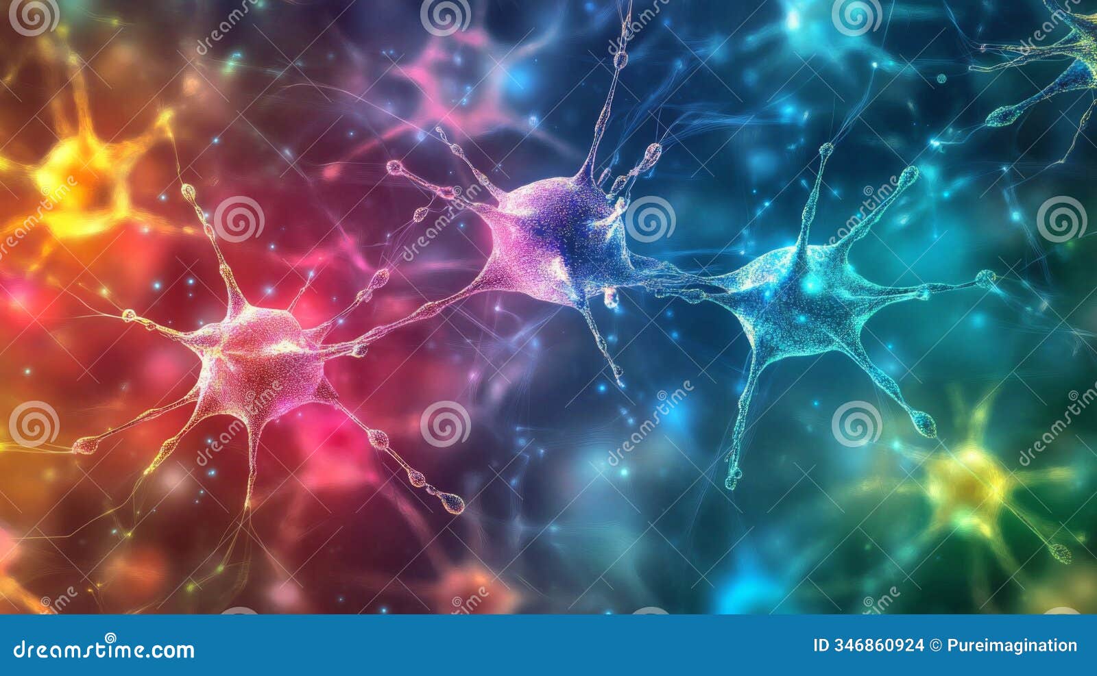 Vibrant Neural Network Illustration With Colorful Synapses And Glowing ...