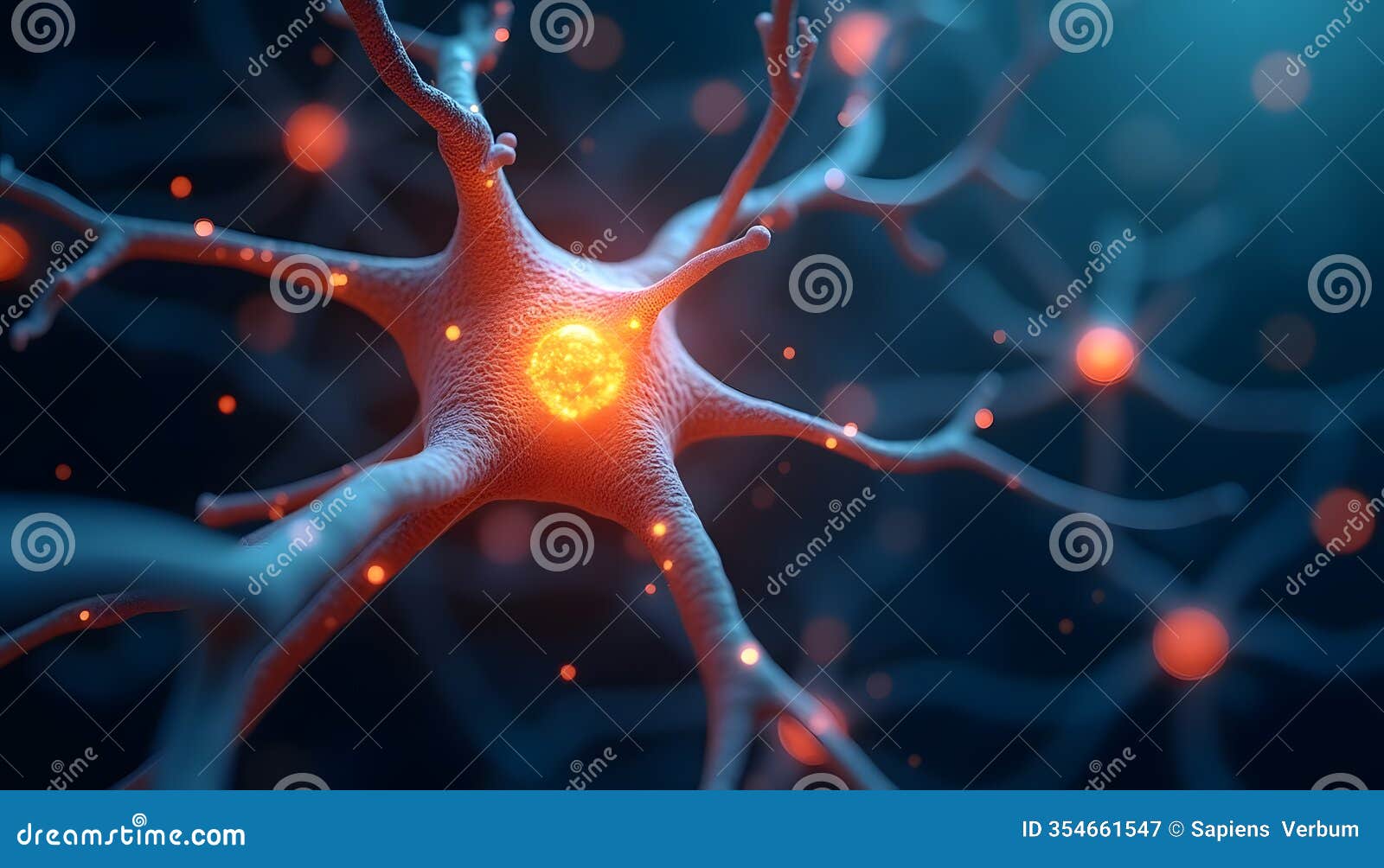 Vibrant Neural Network Visualization - Detailed Neuron Artwork Stock ...