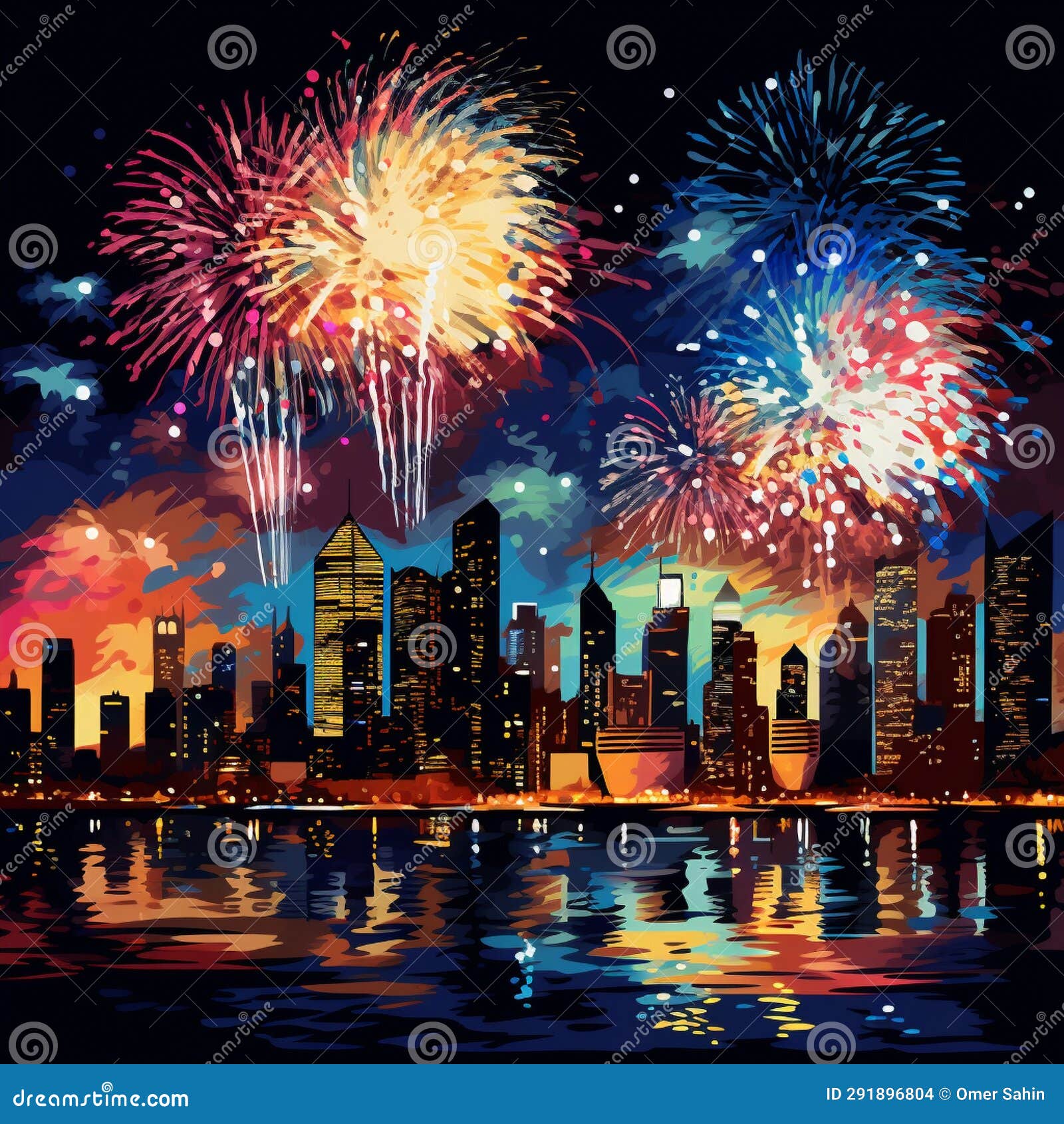 Vibrant Night Sky with Extravagant Fireworks Stock Photo - Image of ...