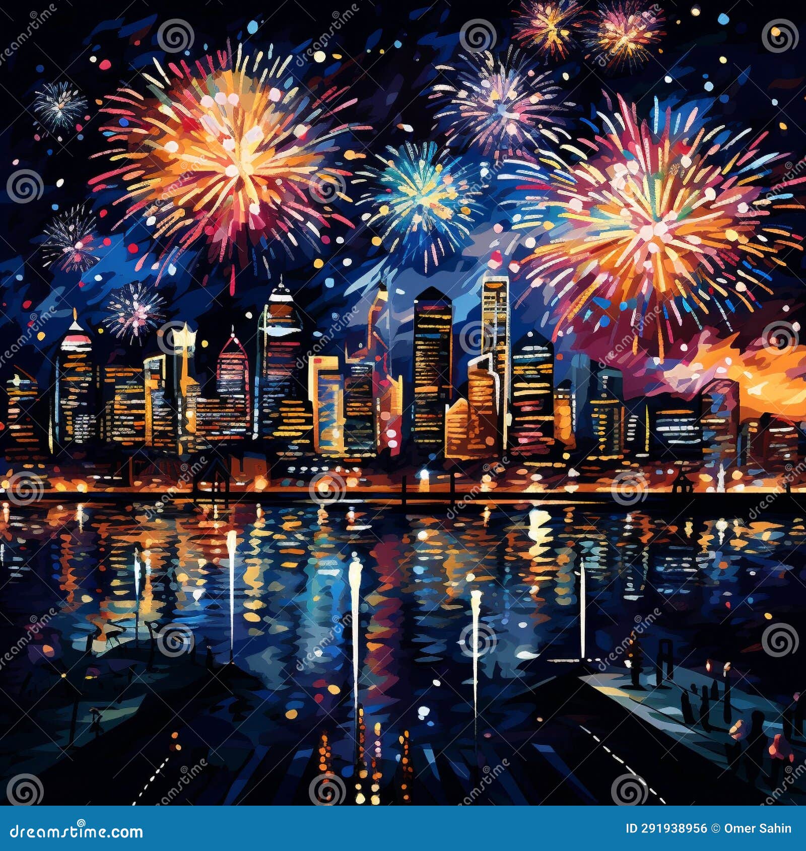 Vibrant Night Sky with Extravagant Fireworks Stock Photo - Image of ...