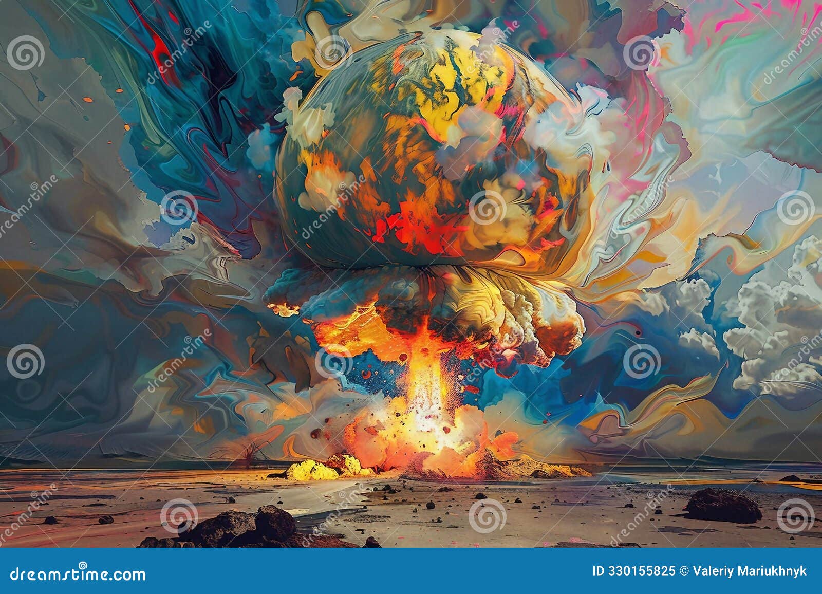 Vibrant Nuclear Explosion with Energetic Color Palette. Generative AI ...