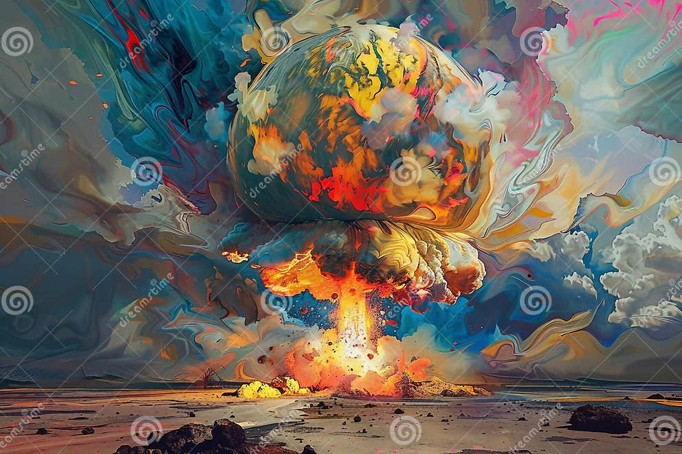 Vibrant Nuclear Explosion with Energetic Color Palette. Generative AI ...
