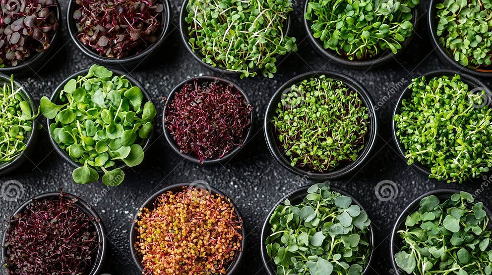 Vibrant and Nutrient Dense Microgreens Showcasing a Captivating Array ...