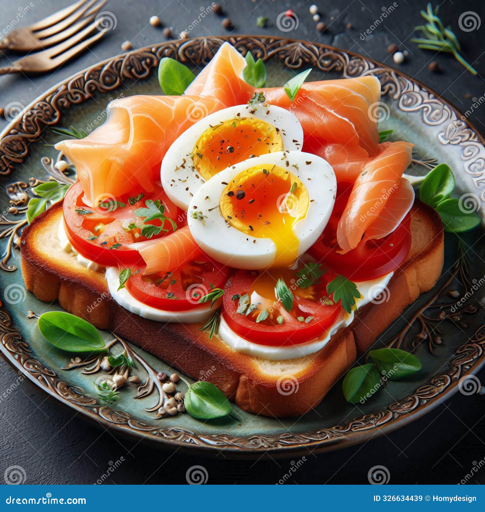 A Vibrant Open-faced Sandwich Featuring Smoked Salmon And A Soft-boiled ...