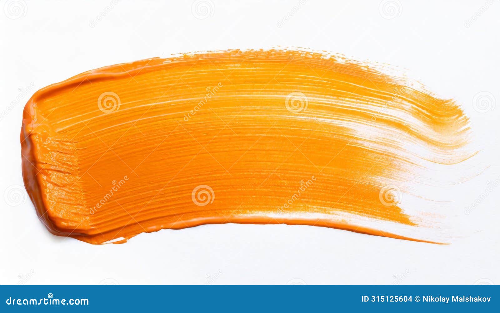 Vibrant Orange Paint Stroke on White Background Stock Photo - Image of ...