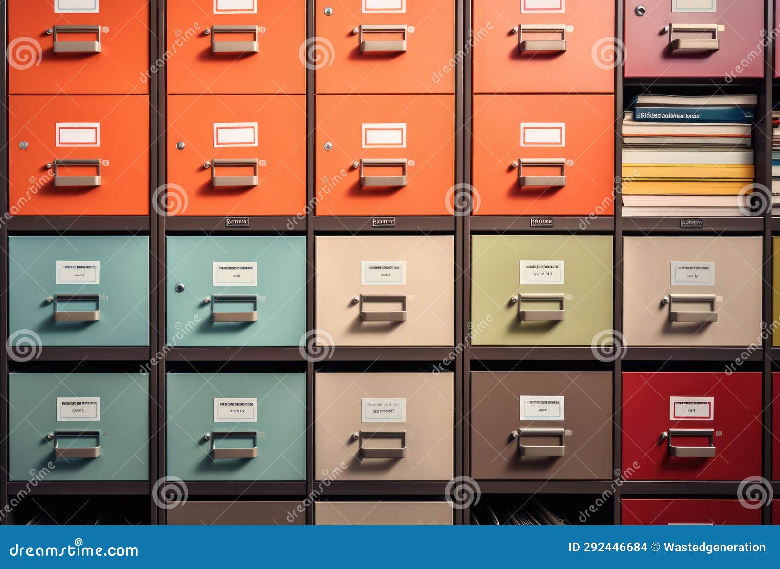 Vibrant Organization Colorful Closed Office Drawers in a Dynamic ...