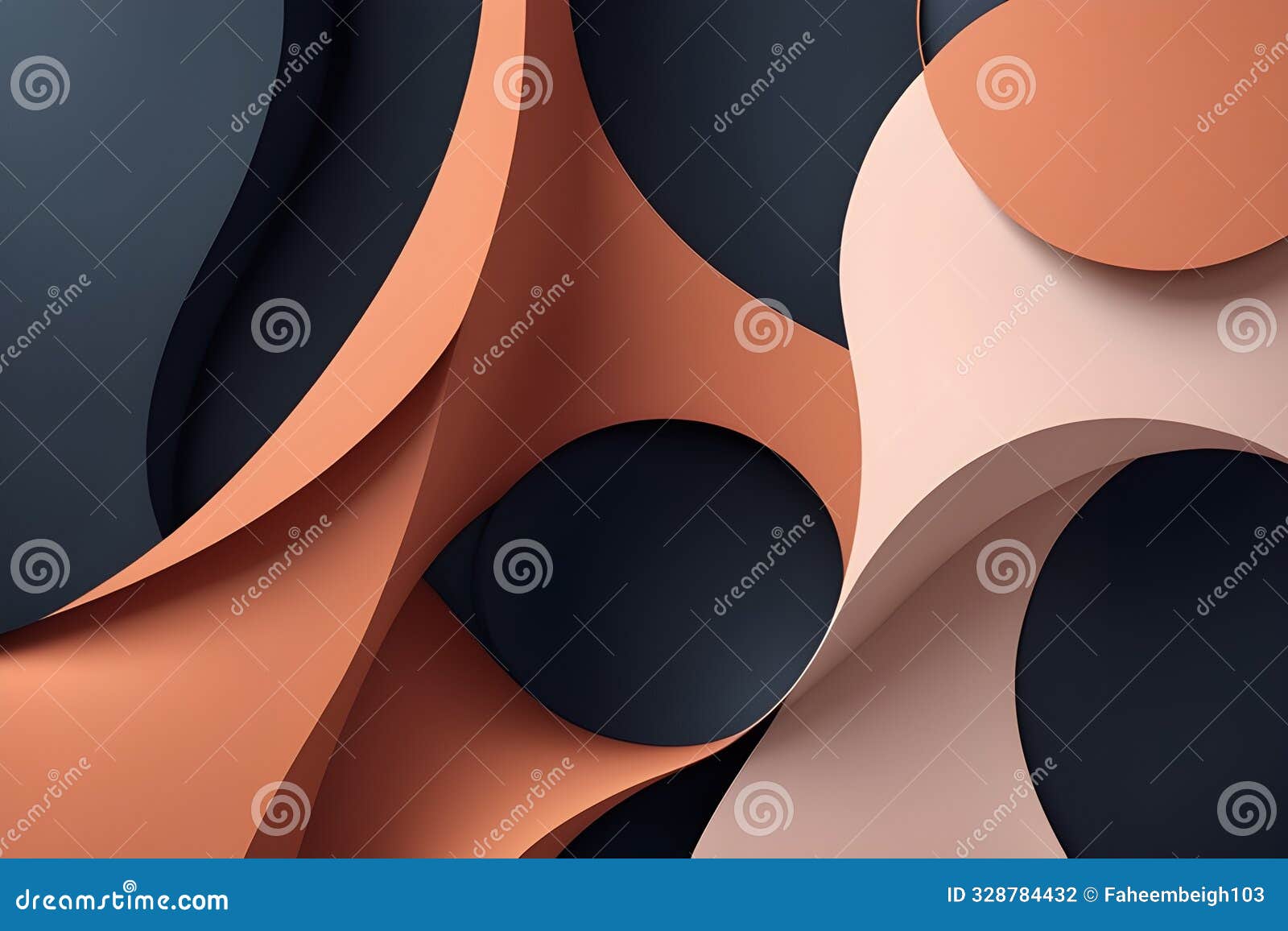 Vibrant Overlapping Shapes in Orange, Blue, Black, Form a Complex ...