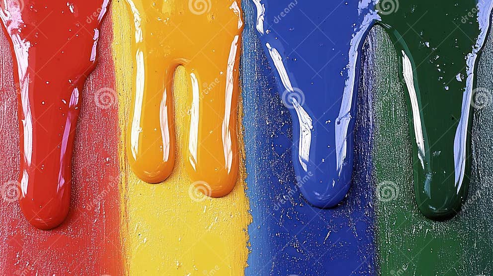 Vibrant Paint Colors Dripping in a Rainbow Pattern on a Textured ...