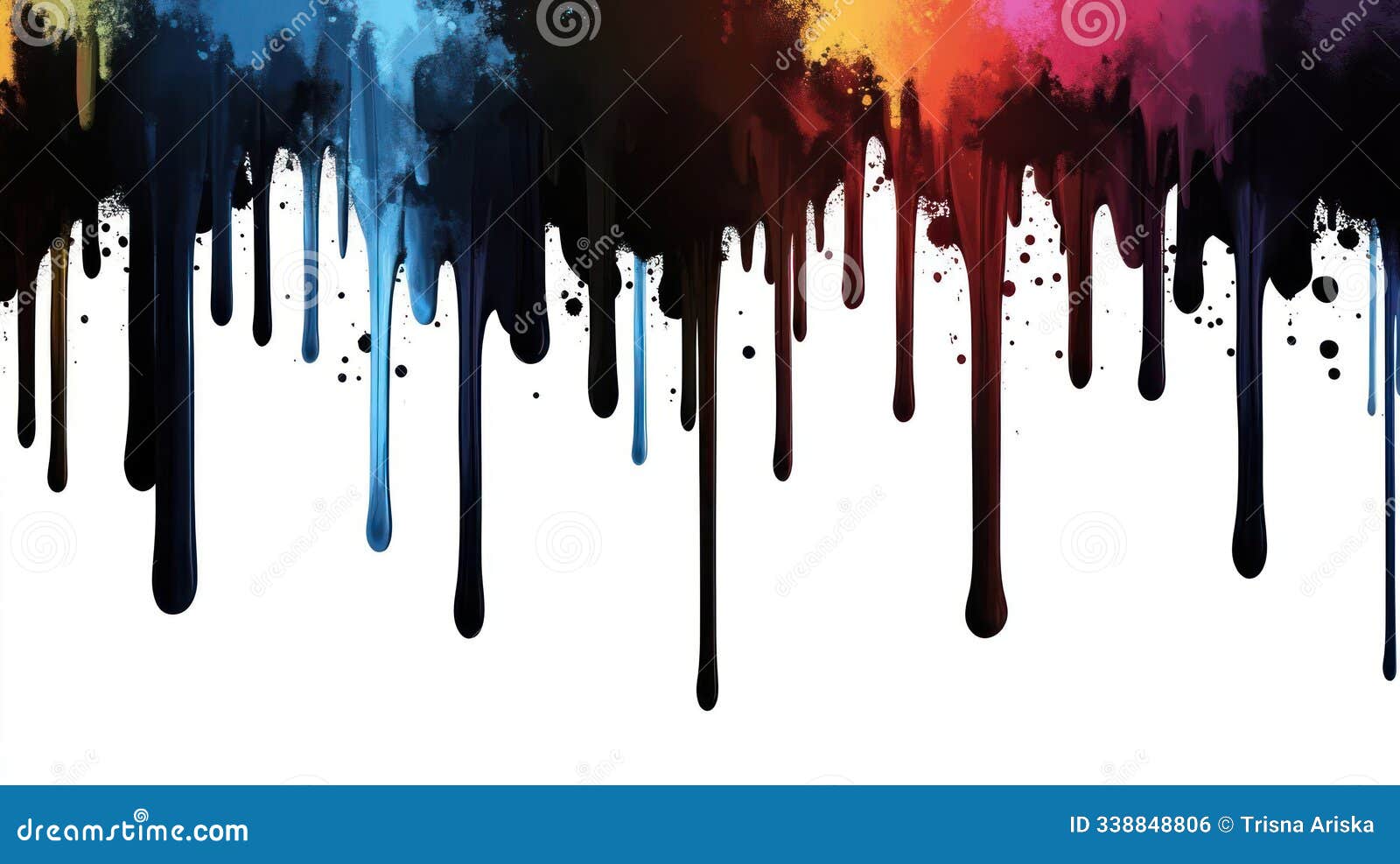 A Vibrant Paint Drip Design with a Gradient of Colors Against a White ...