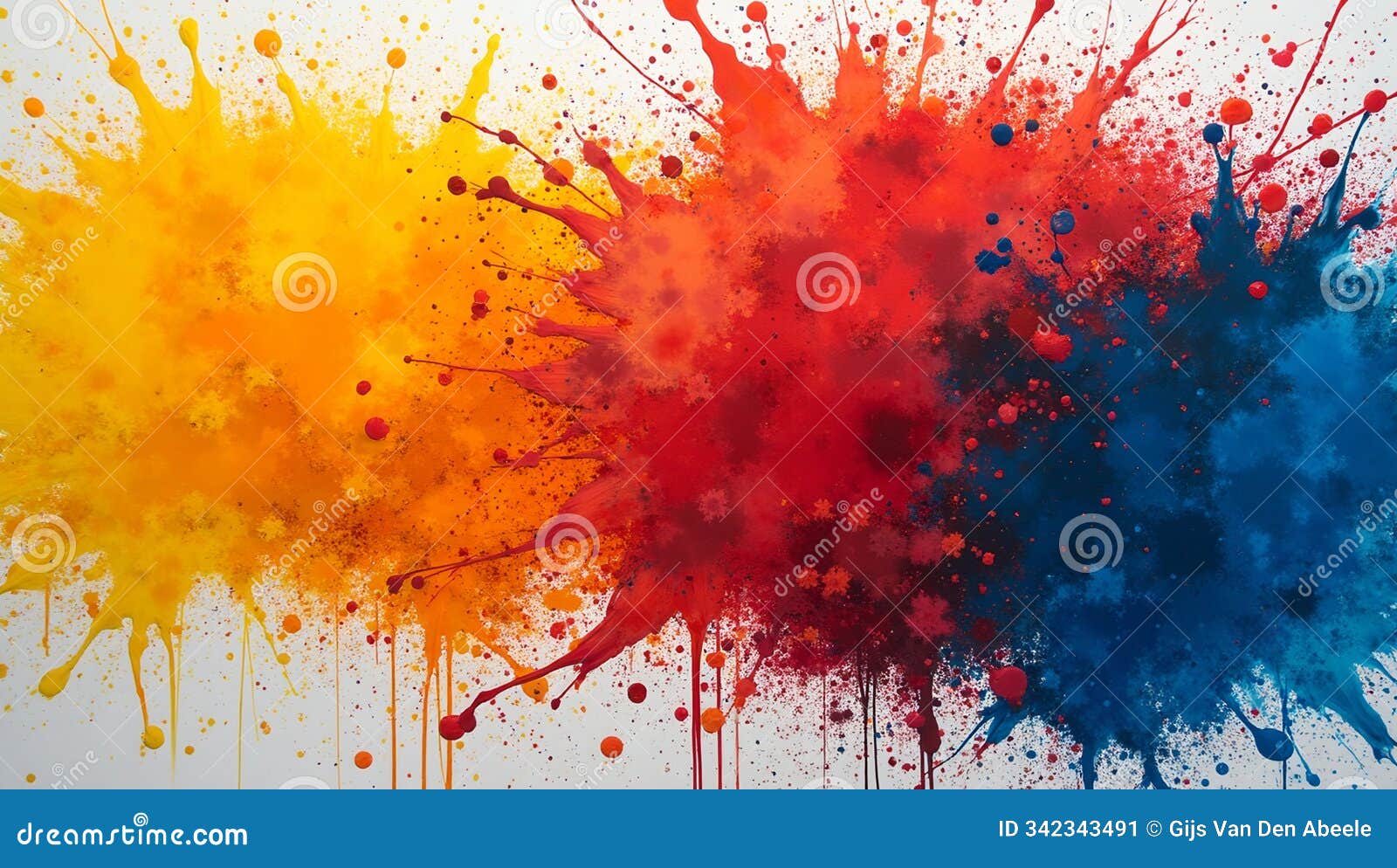 Vibrant Paint Splatter Explosion in Primary Colors Stock Illustration ...
