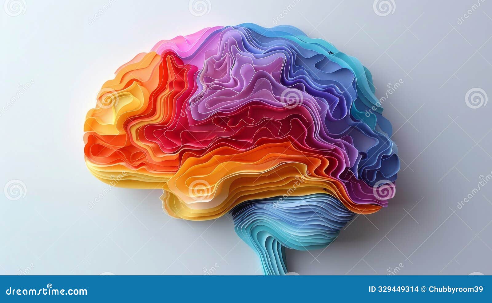 Vibrant Paper Cut Brain Layers Symbolizing Mental Health and Cognitive ...