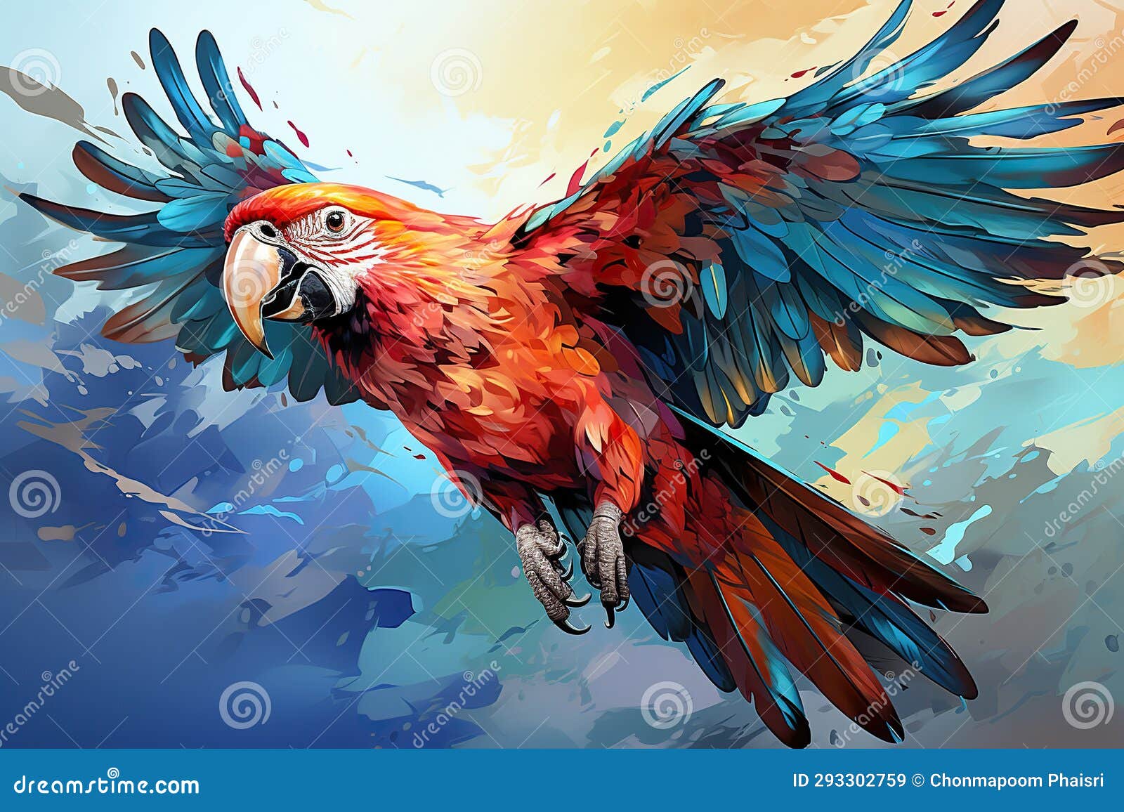 Vibrant Parrot AI Print Cubism Stock Illustration - Illustration of ...